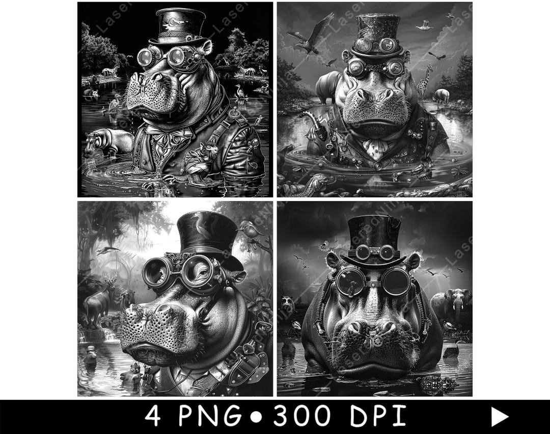 Hippopotamus Steampunk Hippo Gear Wildlife Gear Machine Laser File ...