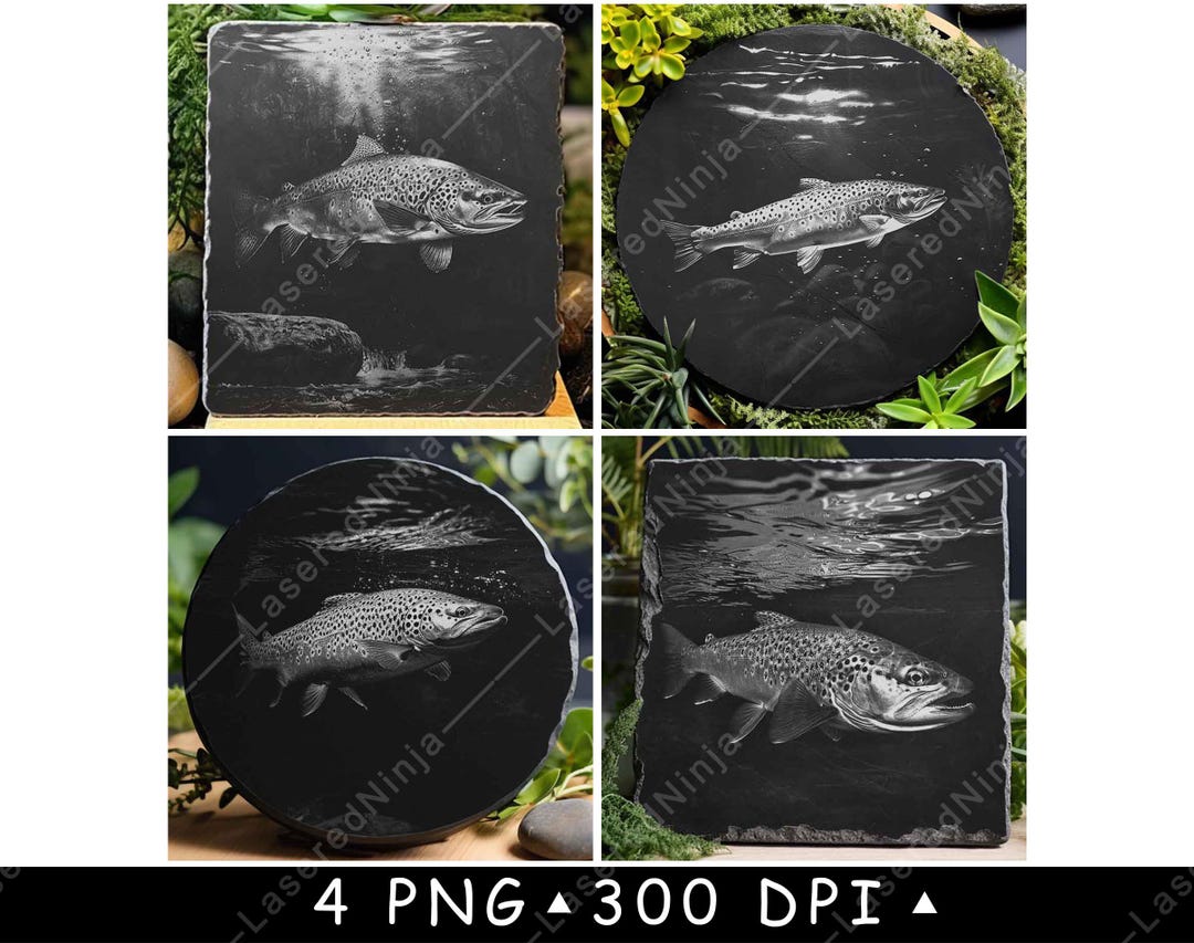 Trout Underwater River Freshwater Fish Aquatic Wildlife Laser File ...