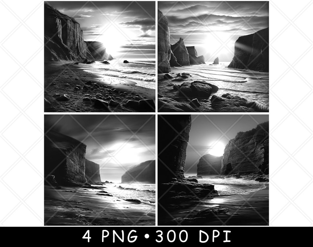 Cliffs Sunset Sea Coast Ocean Beach Sunrise Scene Laser PNG Slate ...