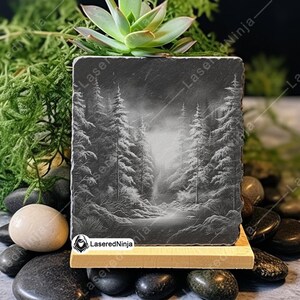 Pine Trees Snowy Winter Christmas Evergreen Woods Nature Laser File ...