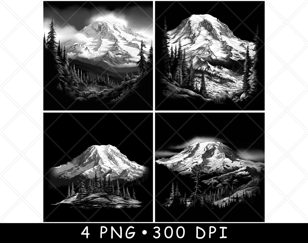 Mount Rainier Volcano Mt Park Washington Scene Laser PNG Slate - Etsy
