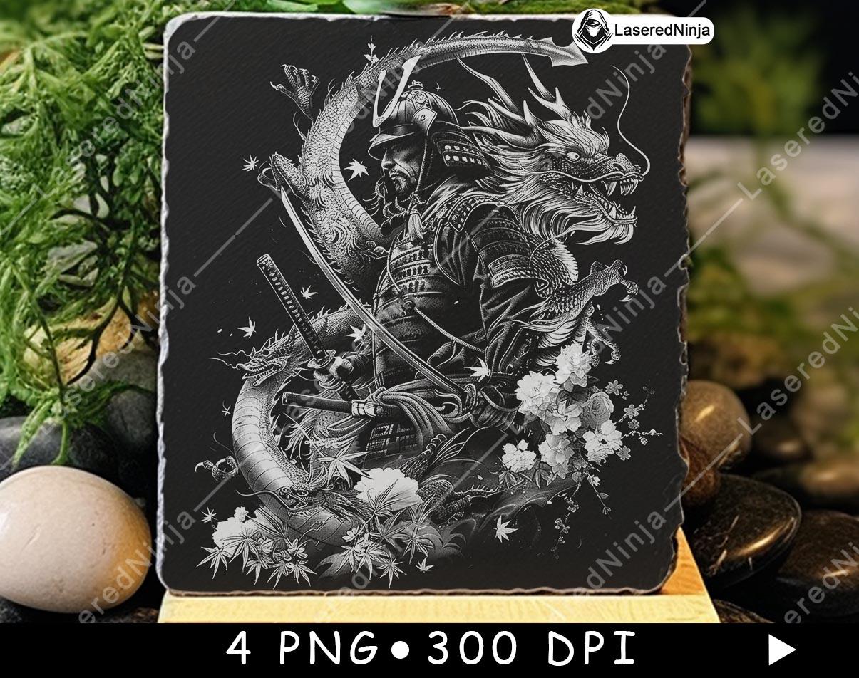 Samurai Dragon Warrior Japanese Katana Serpent Battle Art Laser File ...