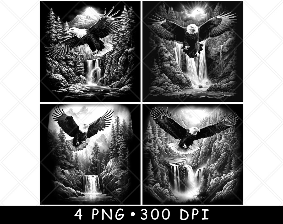 Bald Eagle Bird Patriot Wild Waterfall Wing Scene Laser PNG Slate ...