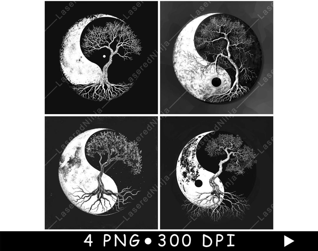 Yin Yang Symbol Tree Life Roots Duality Nature Balance Laser File ...