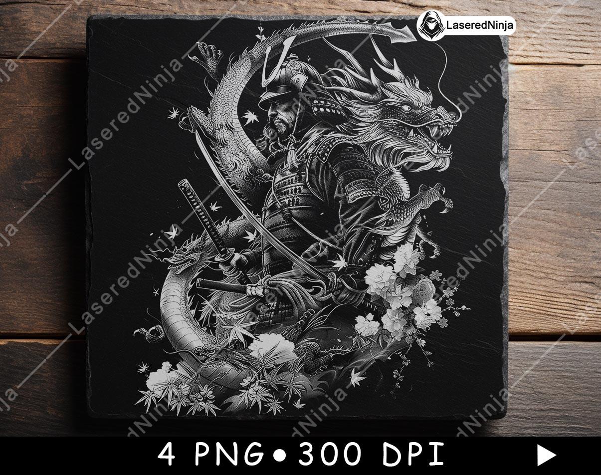Samurai Dragon Warrior Japanese Katana Serpent Battle Art Laser File ...