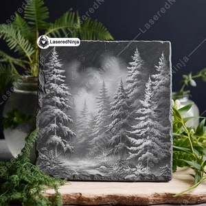 Pine Trees Snowy Winter Christmas Evergreen Woods Nature Laser File ...