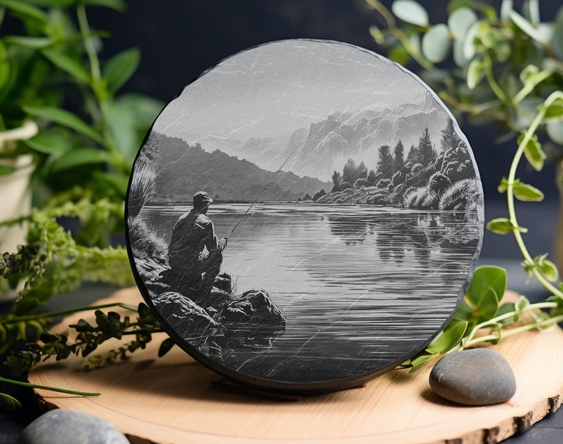 Man Fishing Angler Casting Fisherman Lake River Fish Coaster Laser File ...