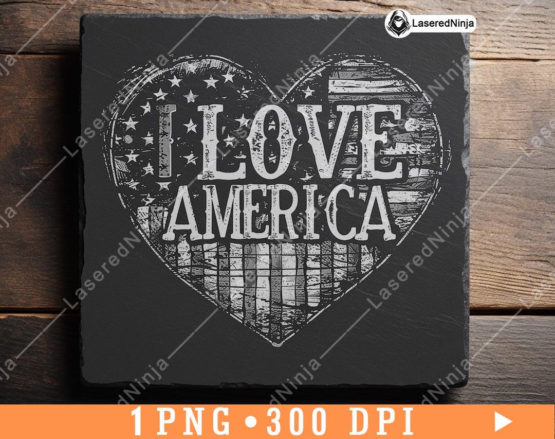 American Flag I Love American Heart Shaped Patriotic Gift Laser File ...
