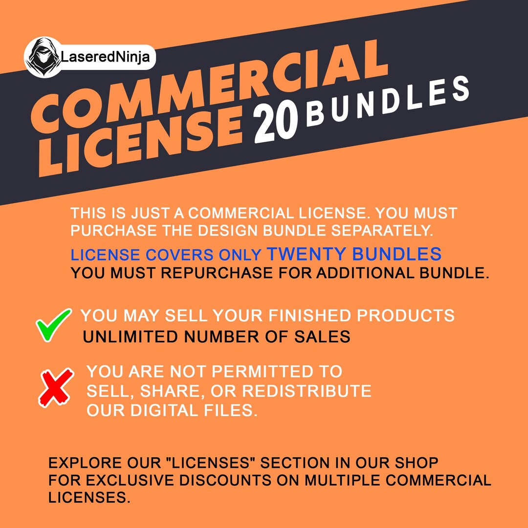 Commercial License for 20 Bundles - Etsy