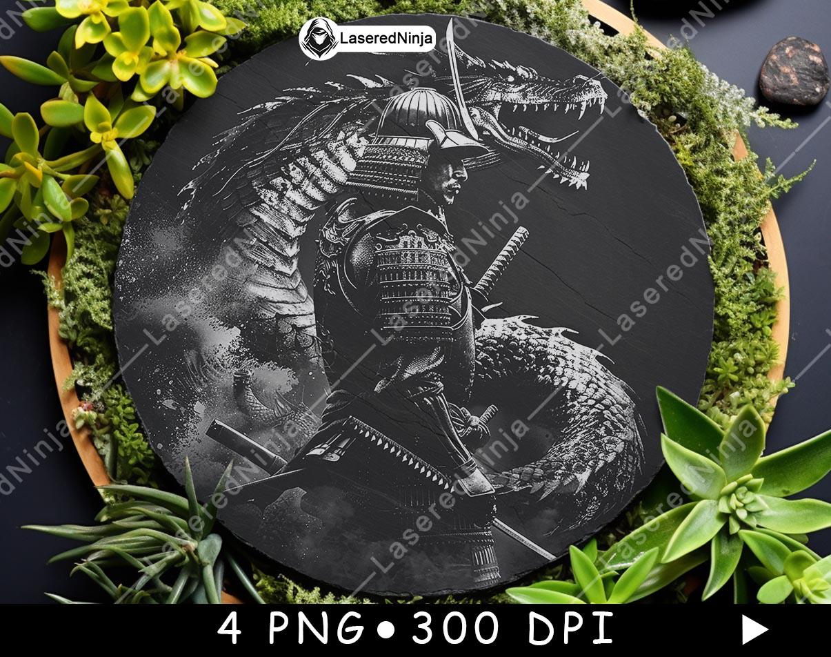 Samurai Dragon Warrior Japanese Katana Serpent Battle Art Laser File ...