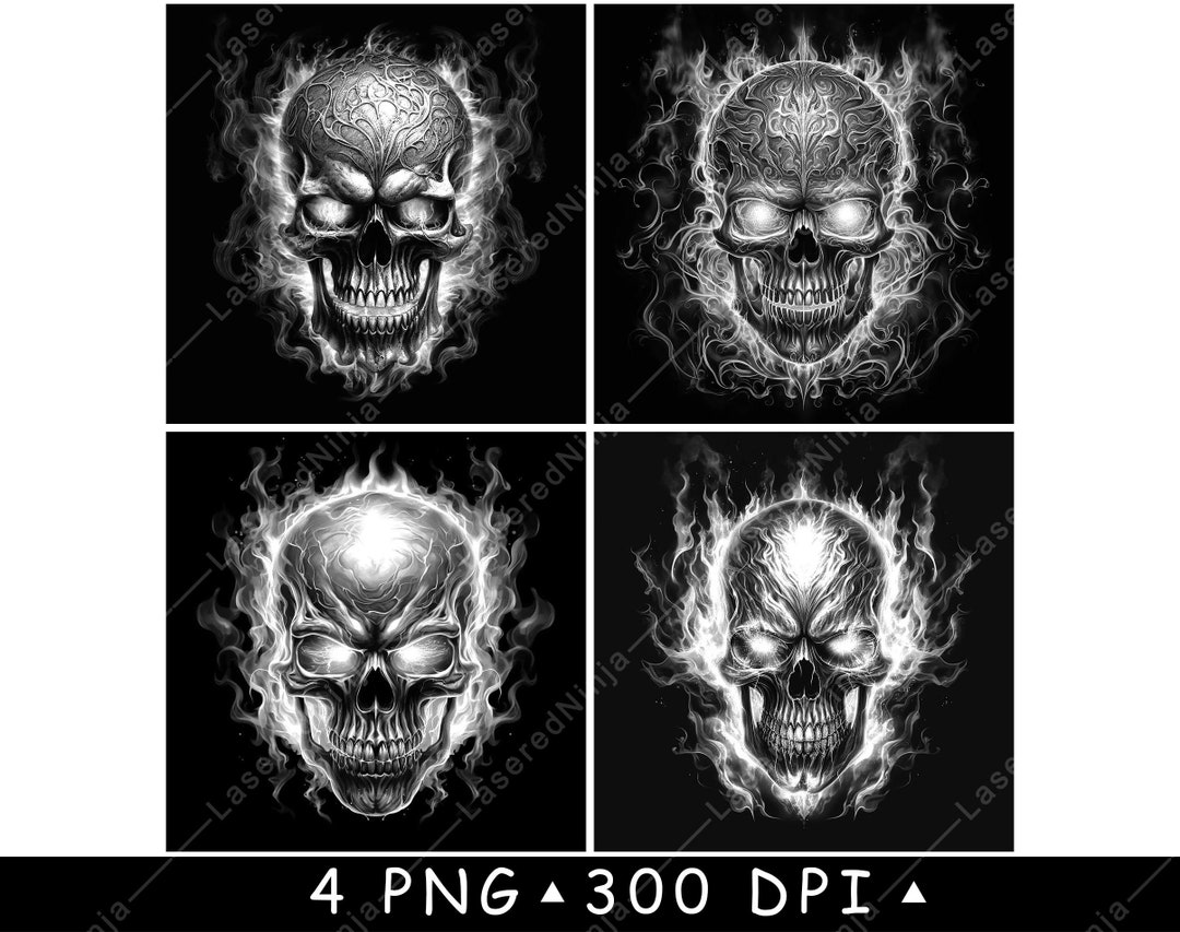 Skull Fire Flaming Skeleton Head Burn Rider Death Ghost Laser File ...