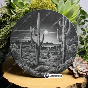 Saguaro National Park Cactus Landscape Scene West Laser PNG Slate ...