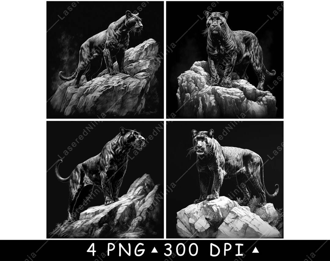 Black Panther Mountain Wildlife Big Cat Stealth Predator Laser File ...