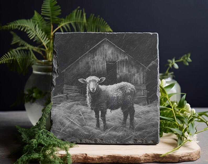 Sheep Rustic Farm Barn Goat Lamb Ranch Wool Scene Laser PNG Slate ...