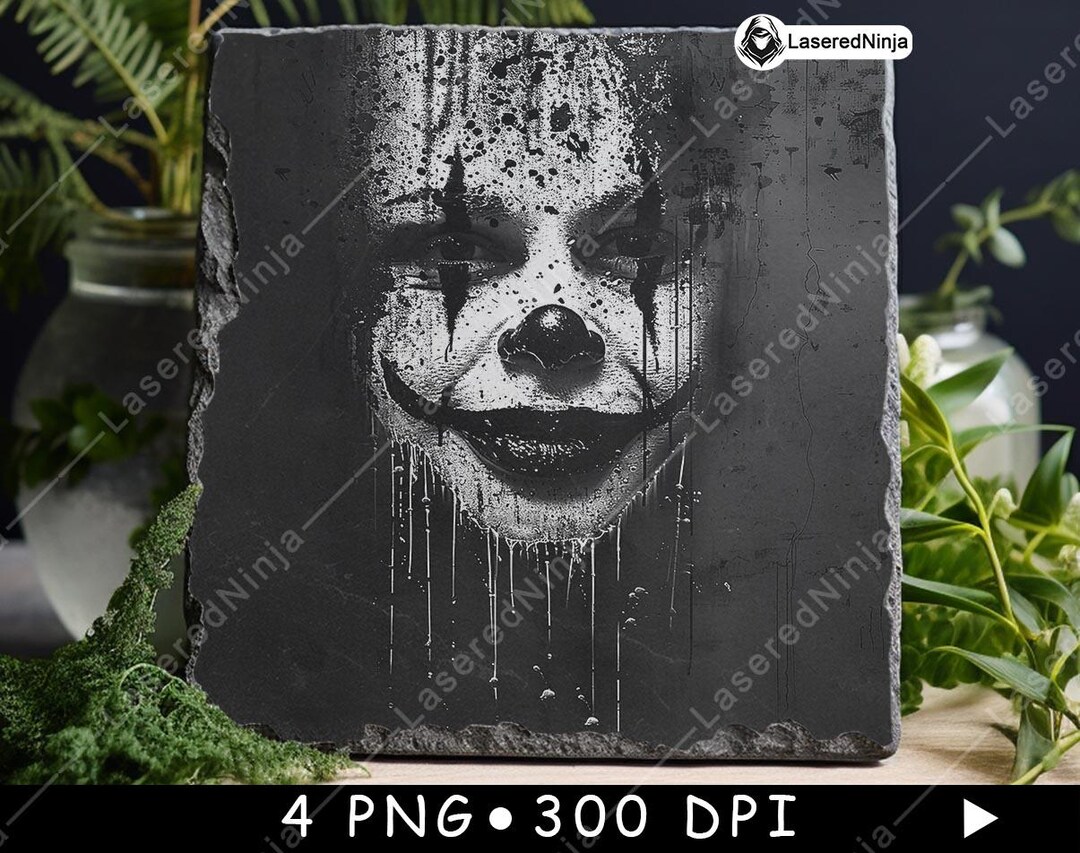 Eerie Clown Face Creepy Jester Dripping Scene Horror Art Laser File ...