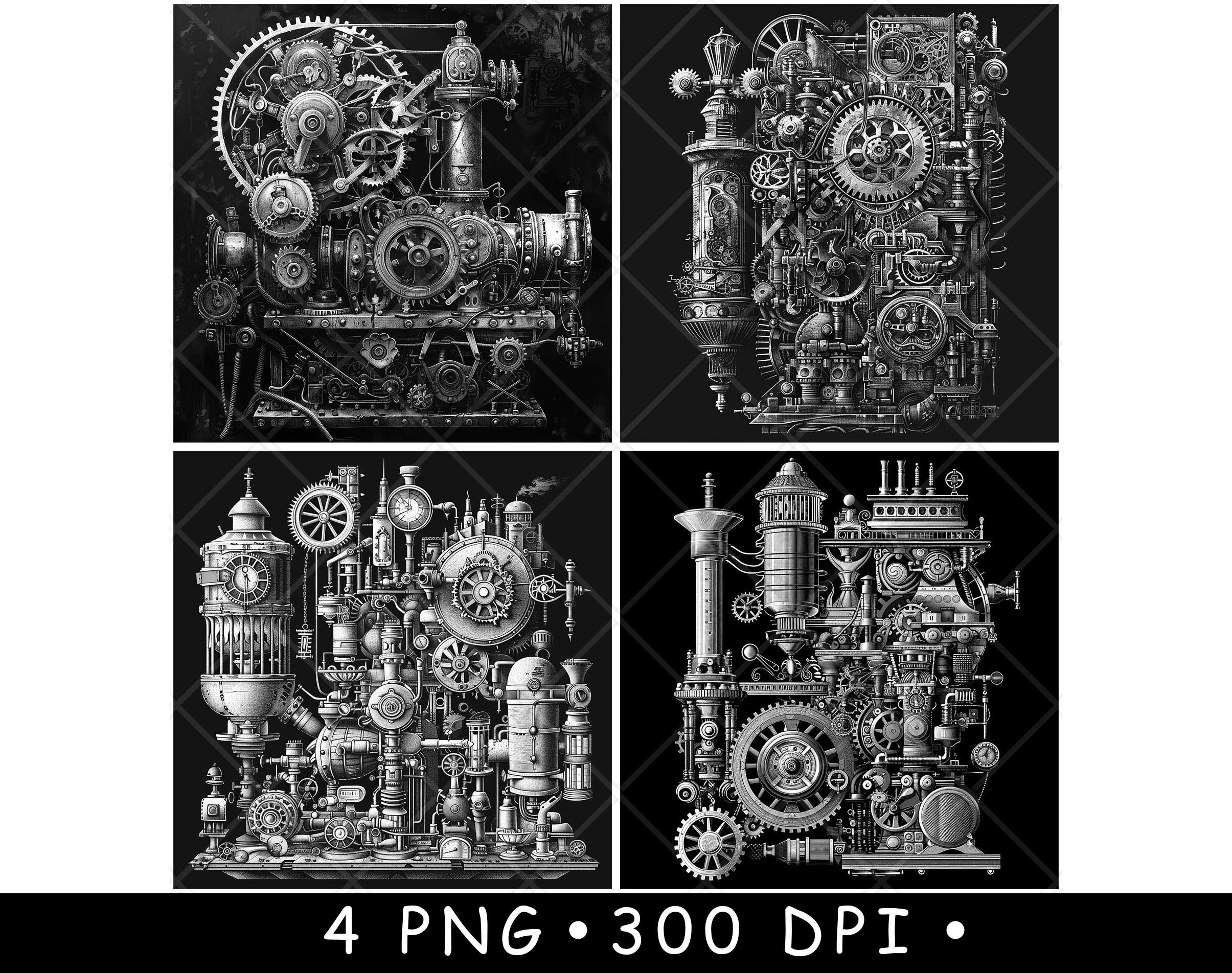 Steampunk Gears Machinery Engine Old Engrenage Mechanical Laser File ...
