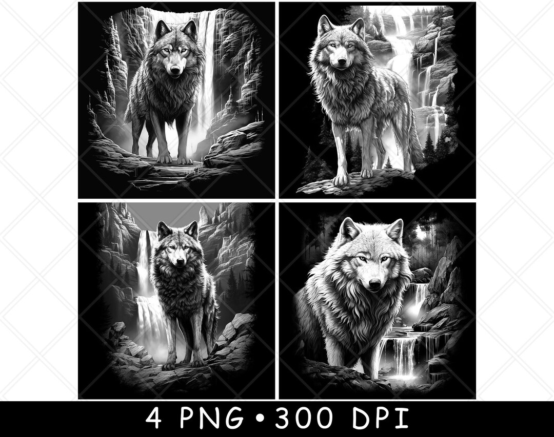 Wolf Alpha Wild Canine Predator Dog Waterfalls Scene Coaster Laser File ...