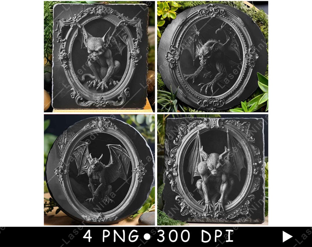 Gargoyle Mirror Gothic Frame Diablo Mythical Creature Art Laser File ...