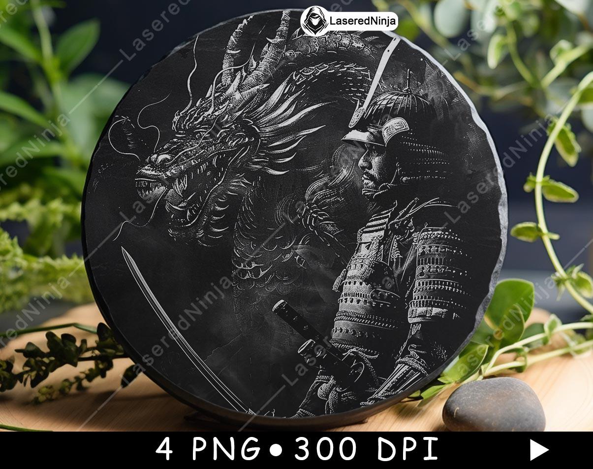Samurai Dragon Warrior Japanese Katana Serpent Battle Art Laser File ...