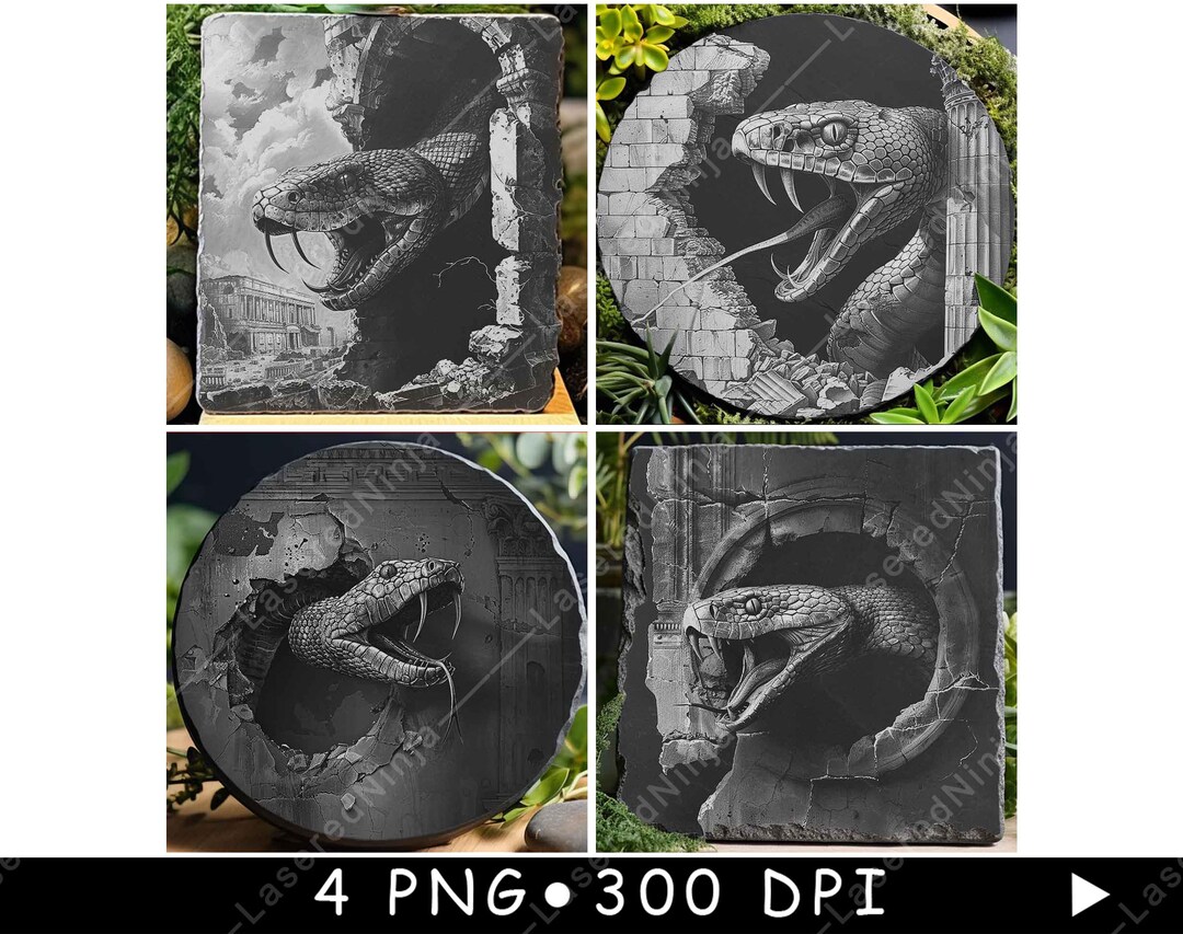 Snake on Wall Aggressive Serpent Fangs Venomous Reptile Laser File ...