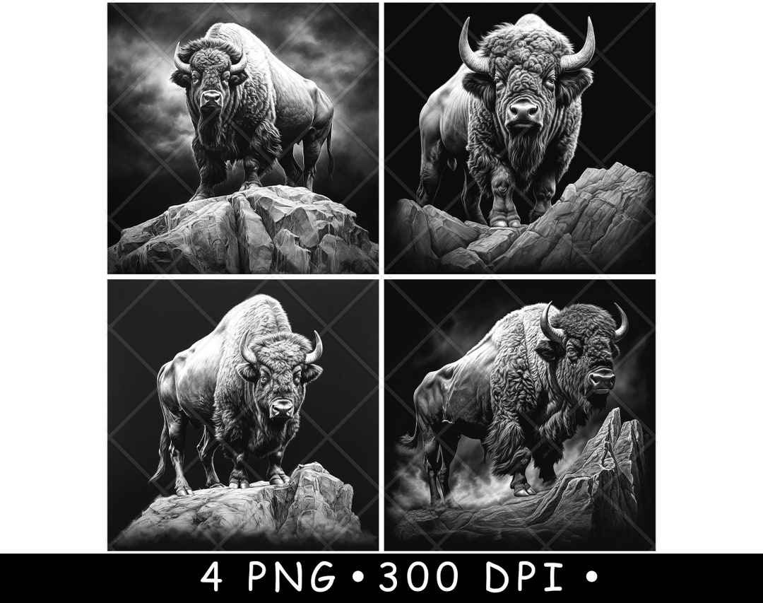 Bison Buffalo Bull Mountain Rock Wildlife Nature Scene Laser File ...