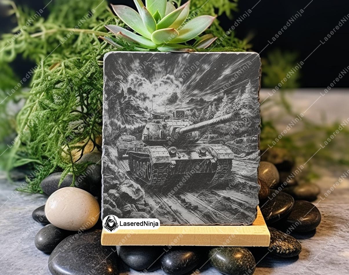 Military Tank Panzer Army Armored Vehicle War Scene Coaster Laser File ...