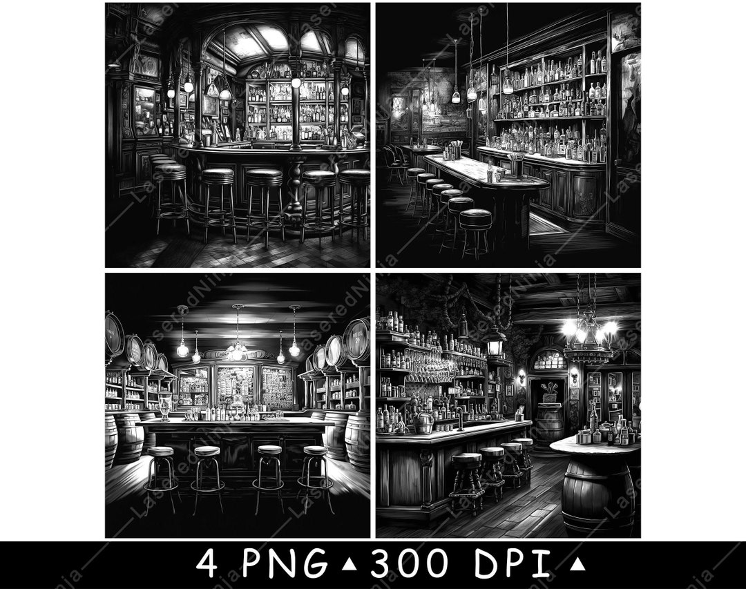 Classic Wine Bar Counter Tavern Pub Liquor Beer Gastropub Laser File ...