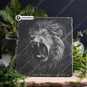 Lion Head Roaring Alpha Apex Predator King Jungle Laser PNG Slate ...