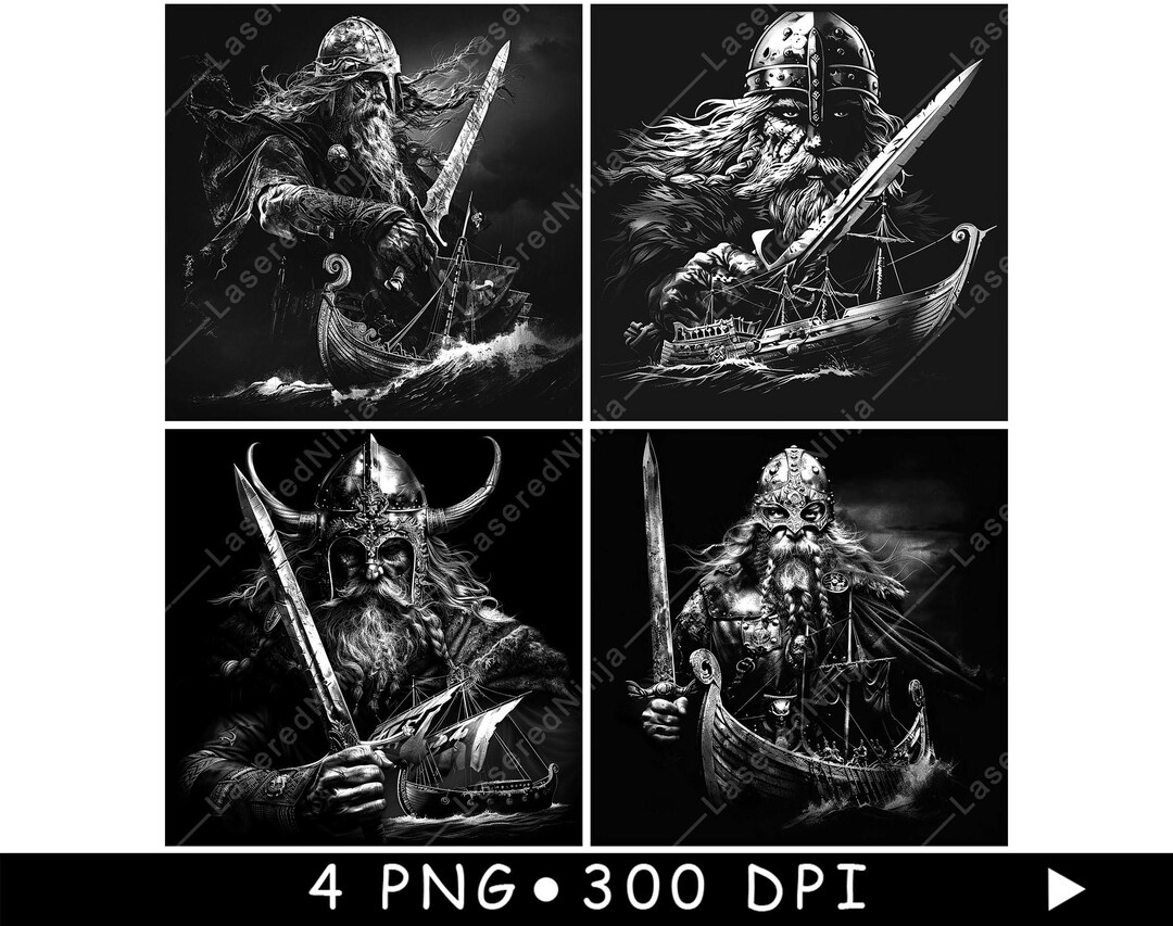 Viking Sword Ship Battle Warrior Norse Boat Medieval Art Laser File ...