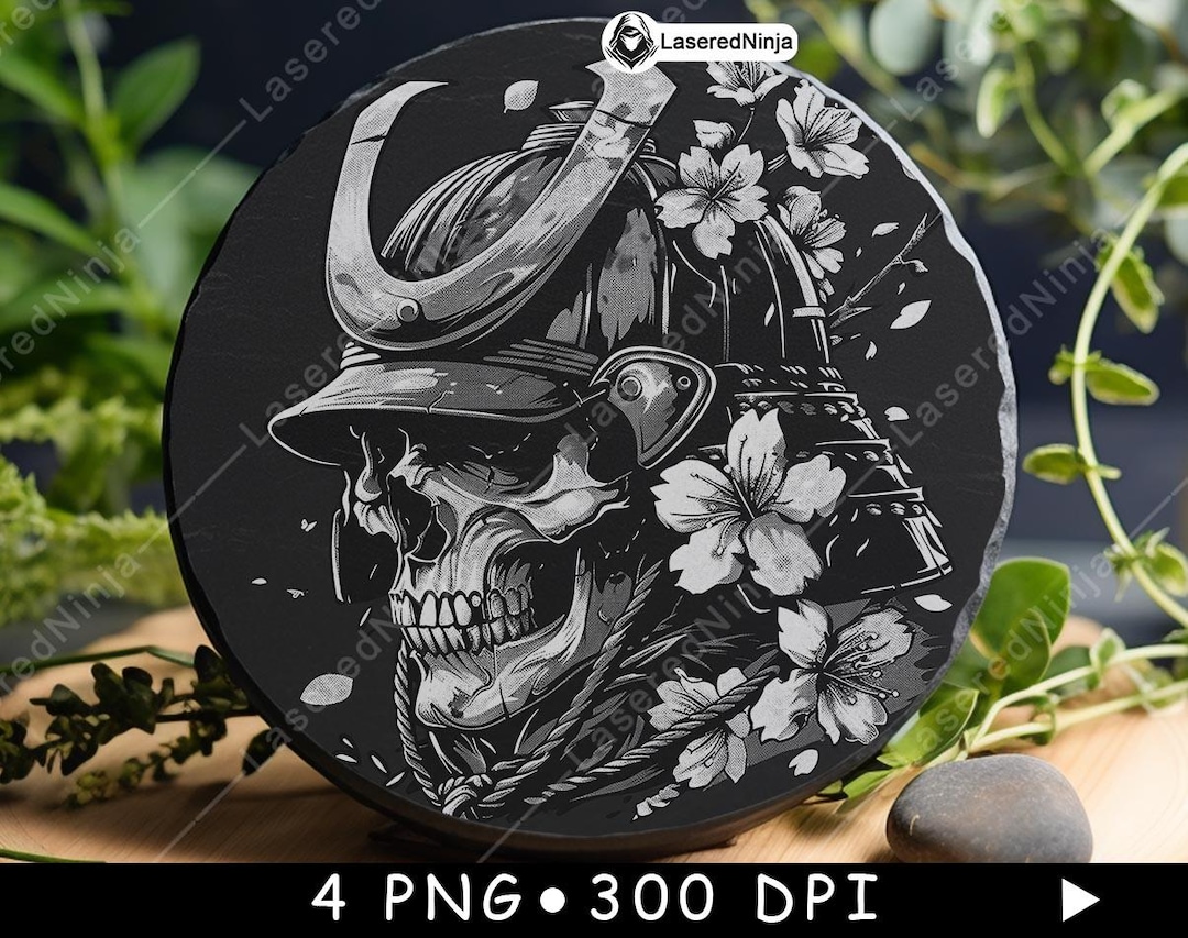 Samurai Skull Traditional Japanese Armor Warrior Flowers Laser File ...
