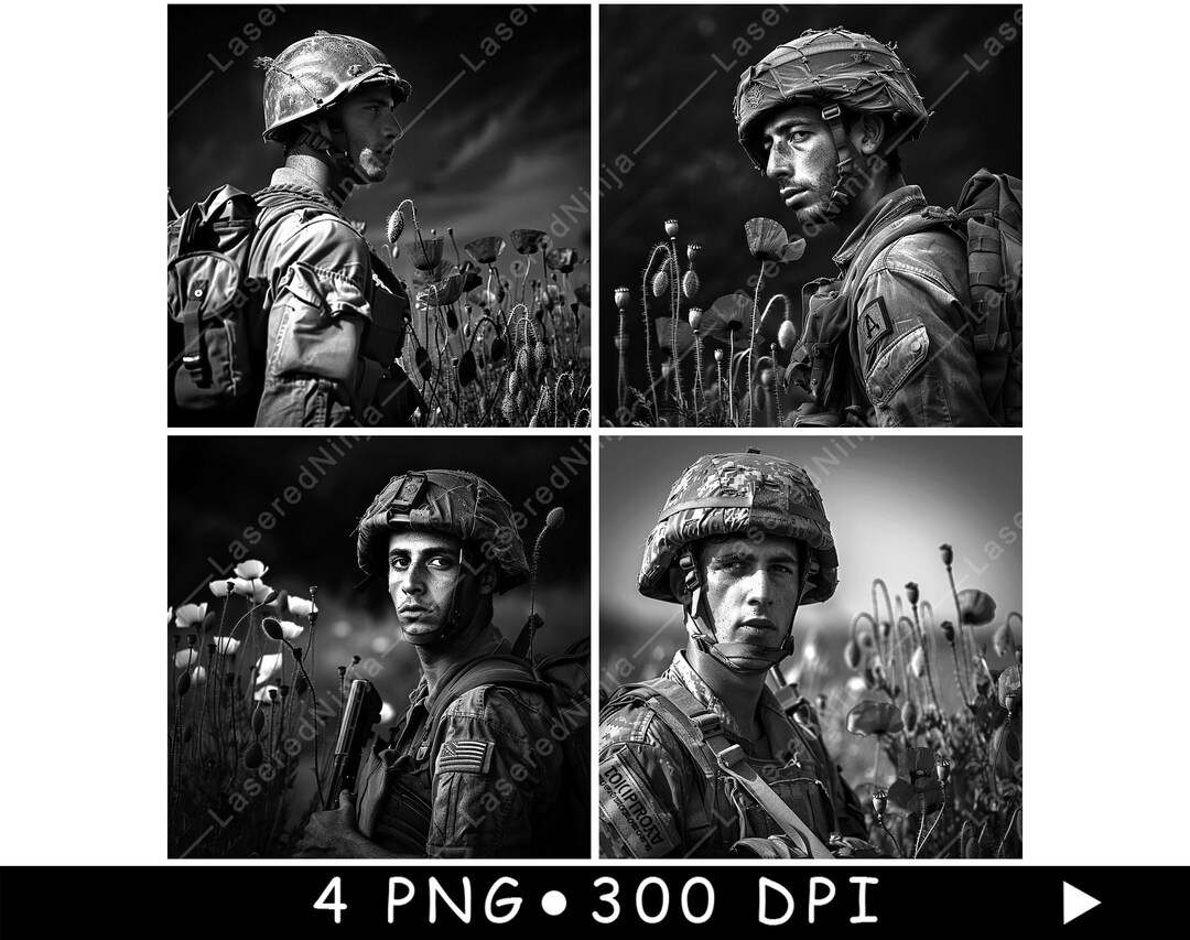 Soldier Army Poppies Field Hero Military US Israel Portrait Laser File ...