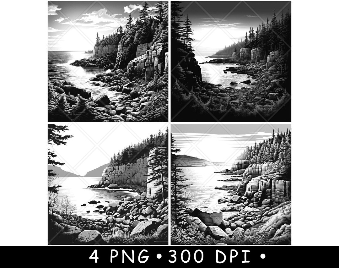 Cliff Coastal Acadia Park Harbor Shore Rocky Sea Creek Laser File ...
