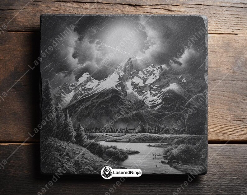 Mountain River Landscape PNG Set | Nature Scene Laser Engraving Files ...