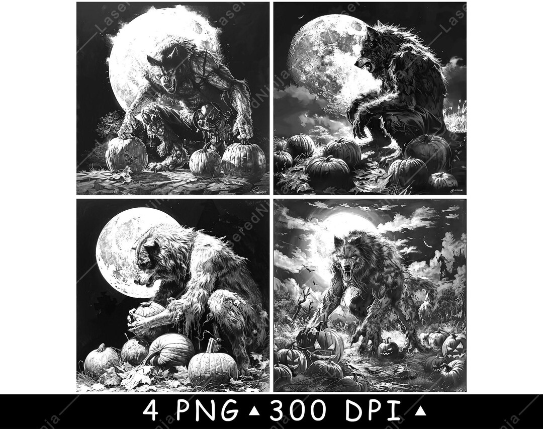 Werewolf Skinwalker Halloween Pumpkin Beast Moon Wolfman Laser File ...