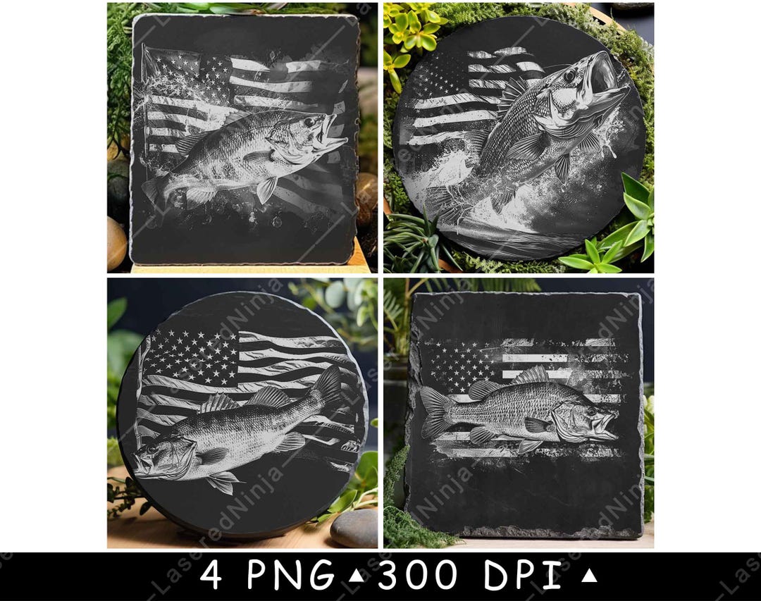 Largemouth Bass Fish American Flag Angler Sport Fishing Laser File ...