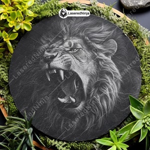Lion Head Roaring Alpha Apex Predator King Jungle Laser PNG Slate ...