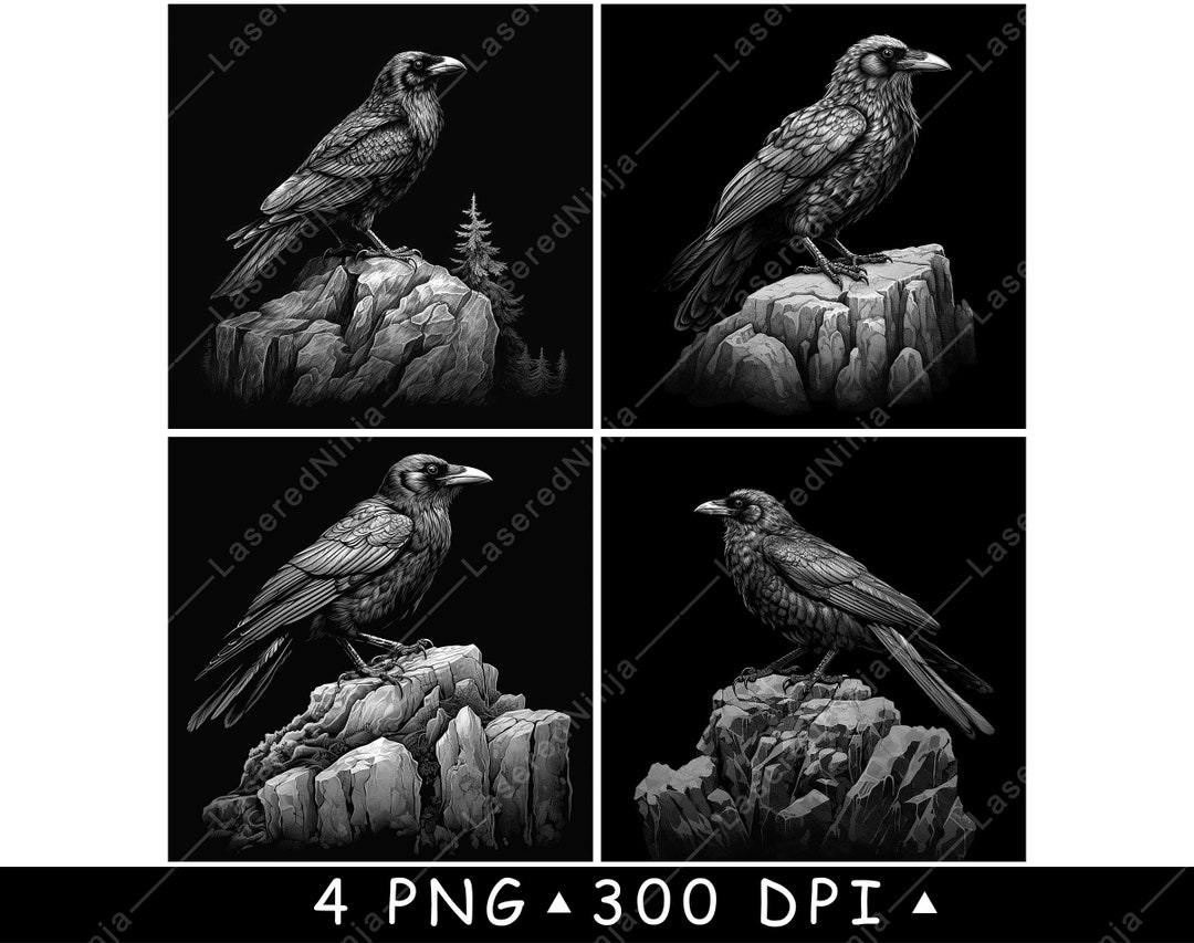 Raven Rock Mysterious Bird Dark Crow Nocturnal Wildlife Laser File ...
