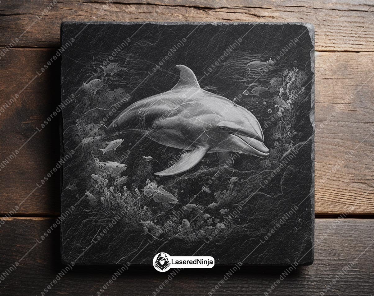 Bottlenose Dolphin Underwater Scene Ocean Sea Fish Coaster Laser File ...