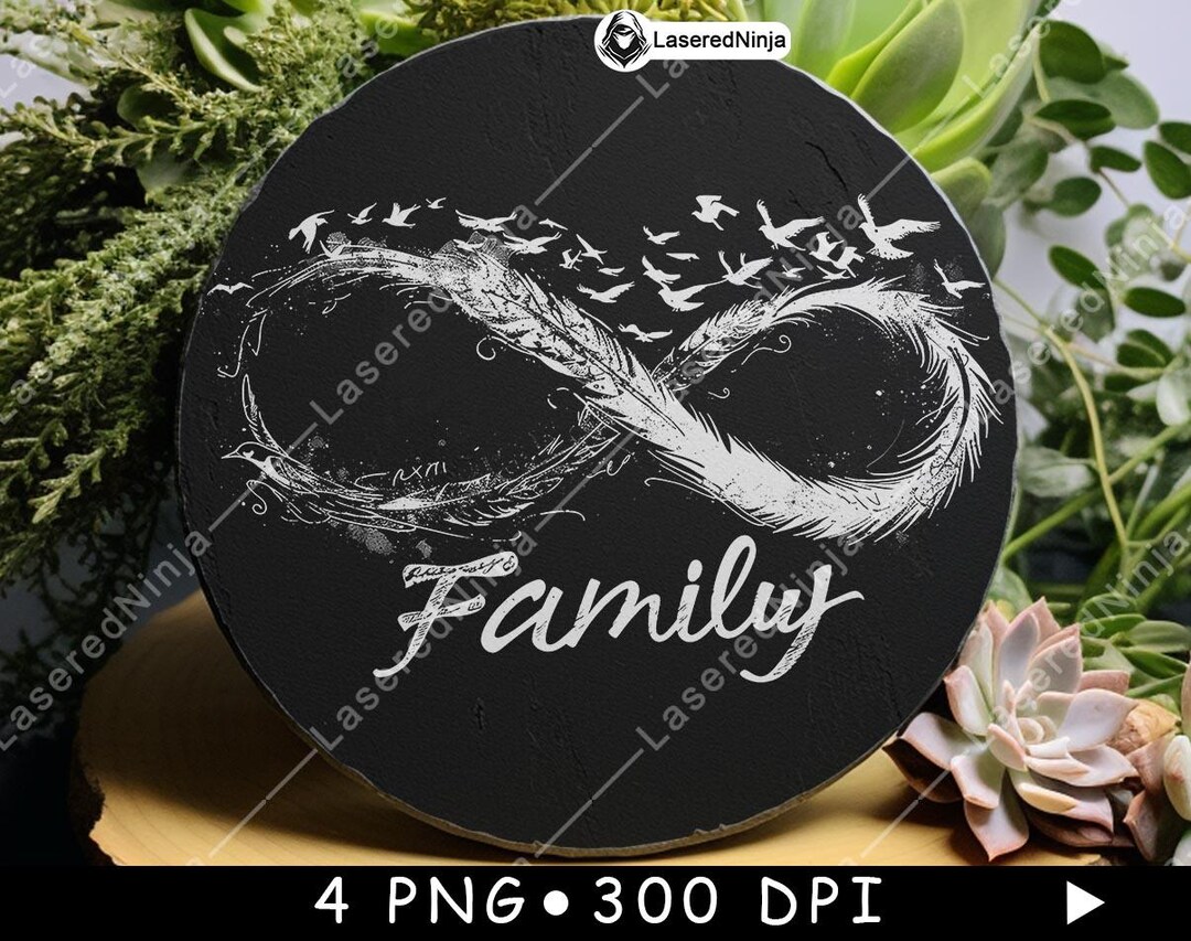 Family Infinity Symbol With Birds in Black and White Symbolic Art for ...