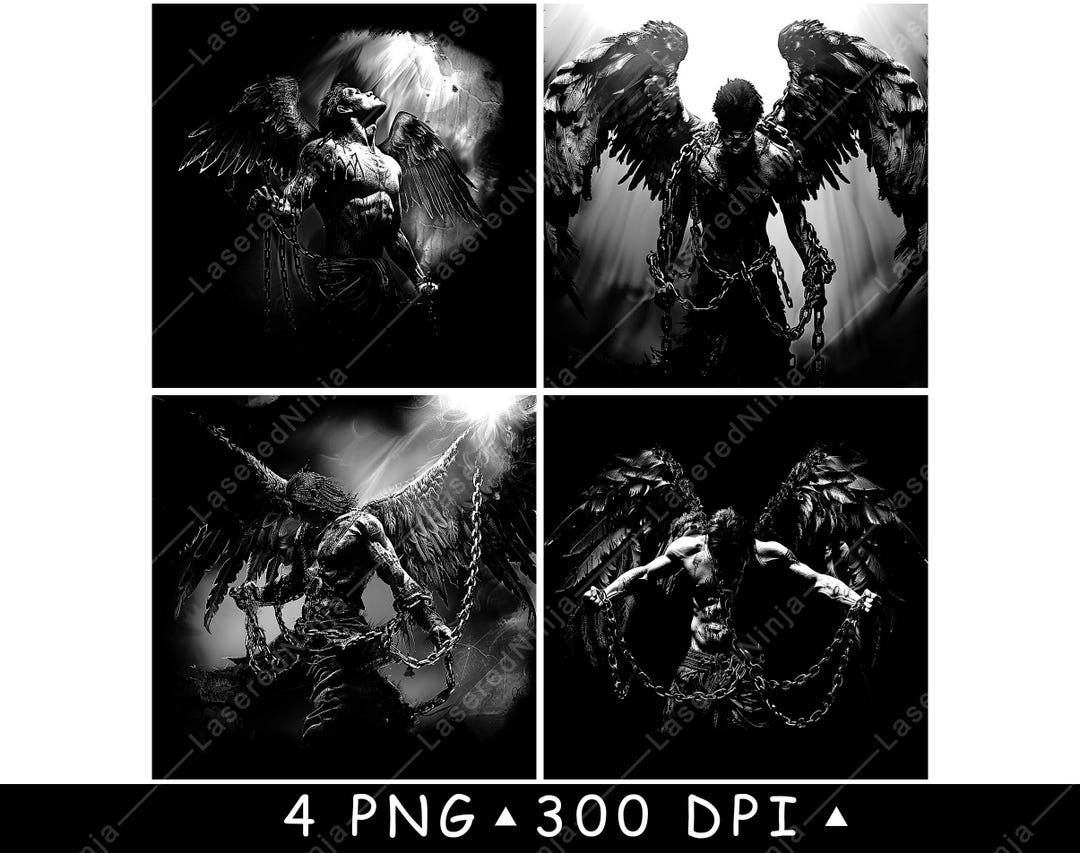 Fallen Angel Chained Wings Spread Out Lucifer Evil Gothic Laser File ...