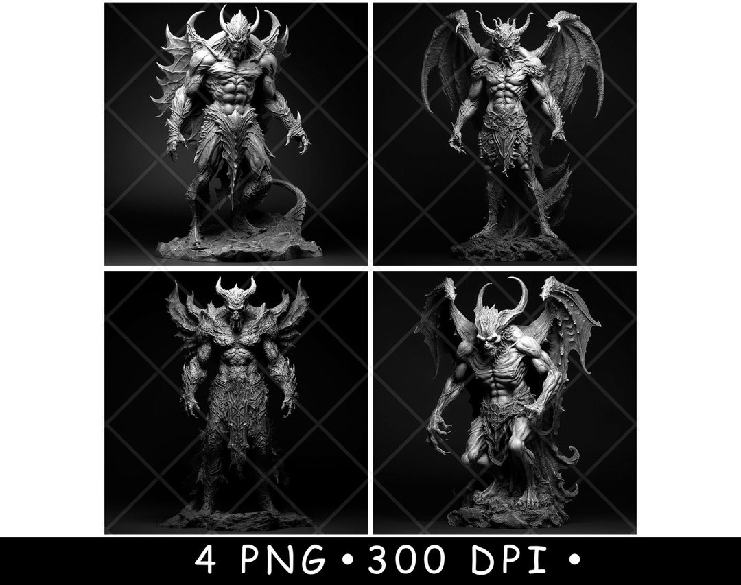 Demon Statue Sculpture Devil Evil Monster Satan King Boss Laser File ...