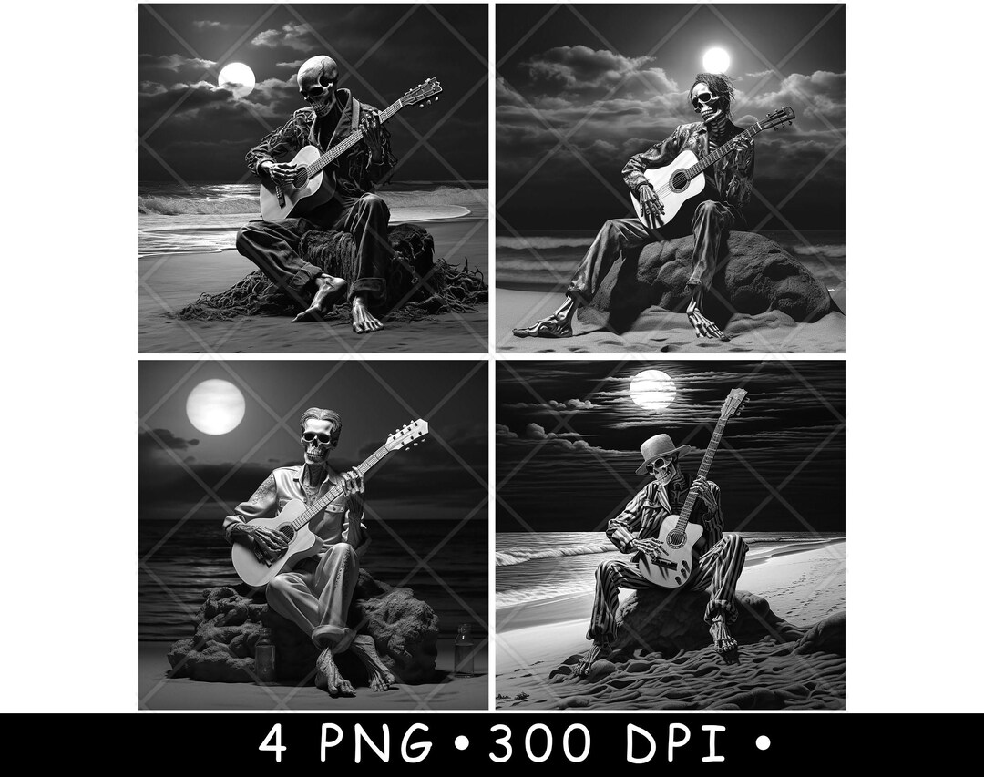 Skeleton Guitar Singer Beach Scene Dead Musician Corpse Laser File ...