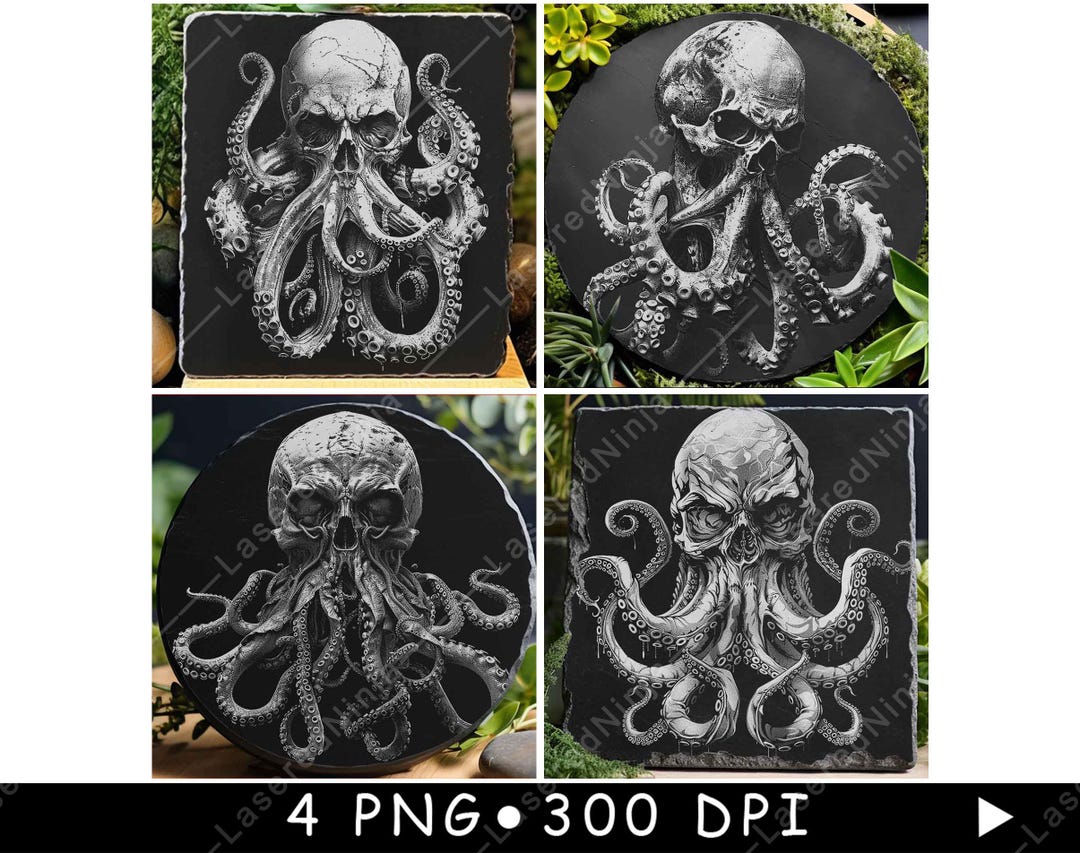 Octopus Tentacles Skull Skeleton Aquatic Sea Kraken Decor Laser File ...