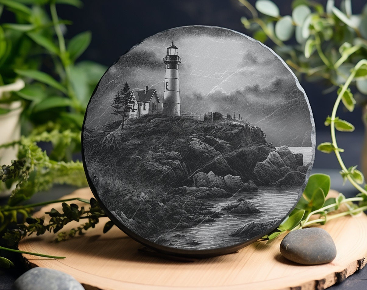 Oregon Head Light Lighthouse Portland Beacon Laser PNG Slate Coaster ...
