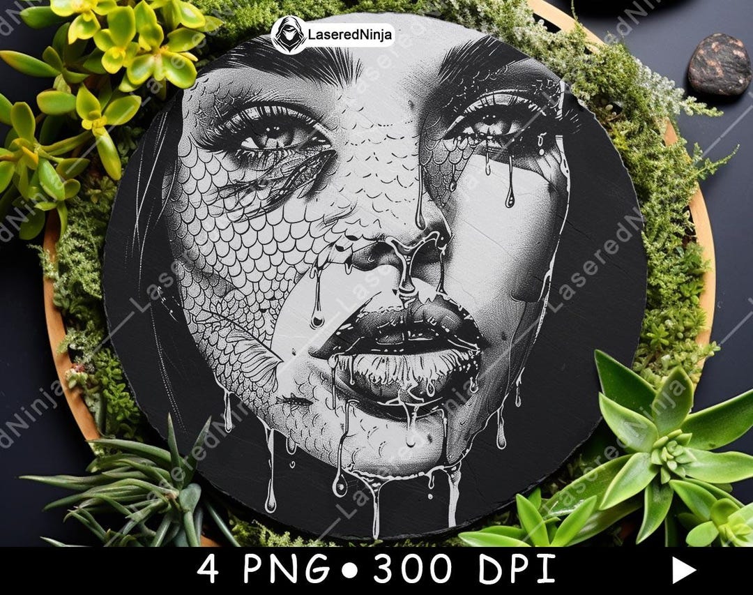 Woman Face Fish Scales Skin Hybrid Reptilian Drip Effect Laser File ...