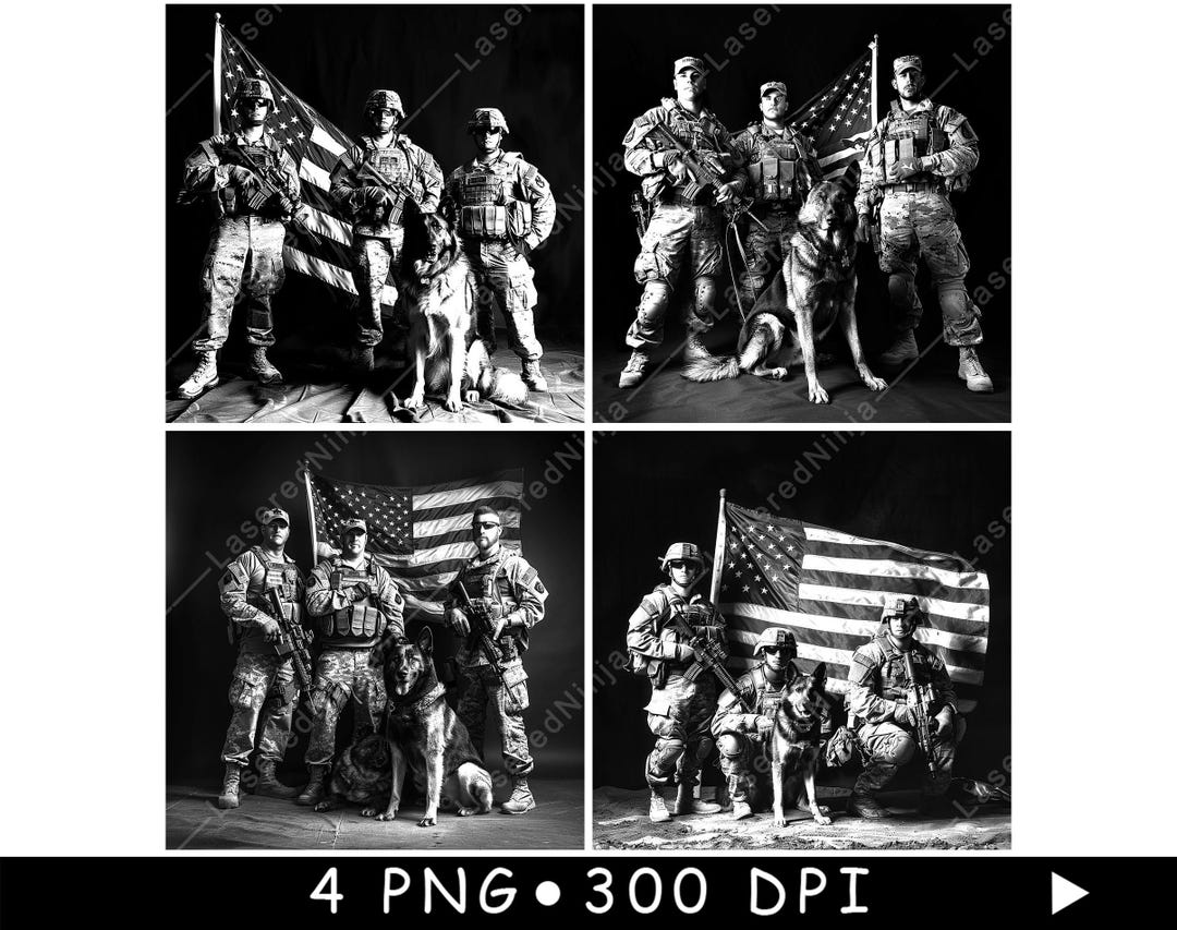 American Soldiers K9 Tactical Military Dog Patriotic Flag Laser File ...