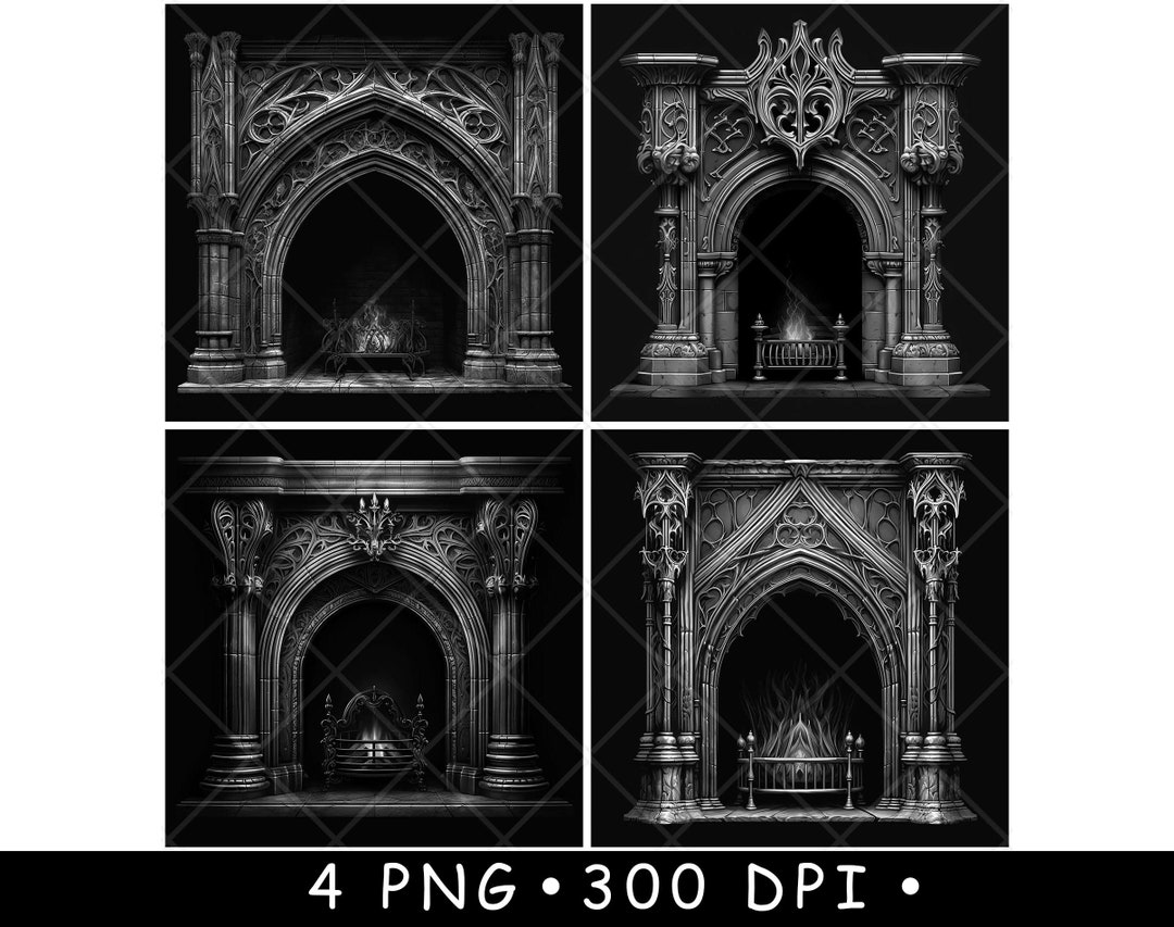 Fireplace Gothic Victorian Open Oven Stone Hearth Furnace Laser File ...