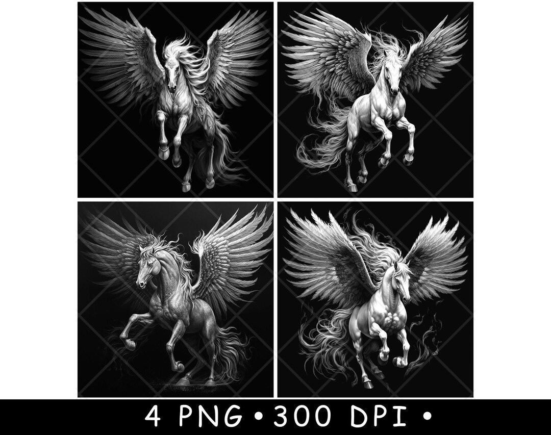 Pegasus Winged Horse Flying Greek Stallion Myth Creature Laser File ...