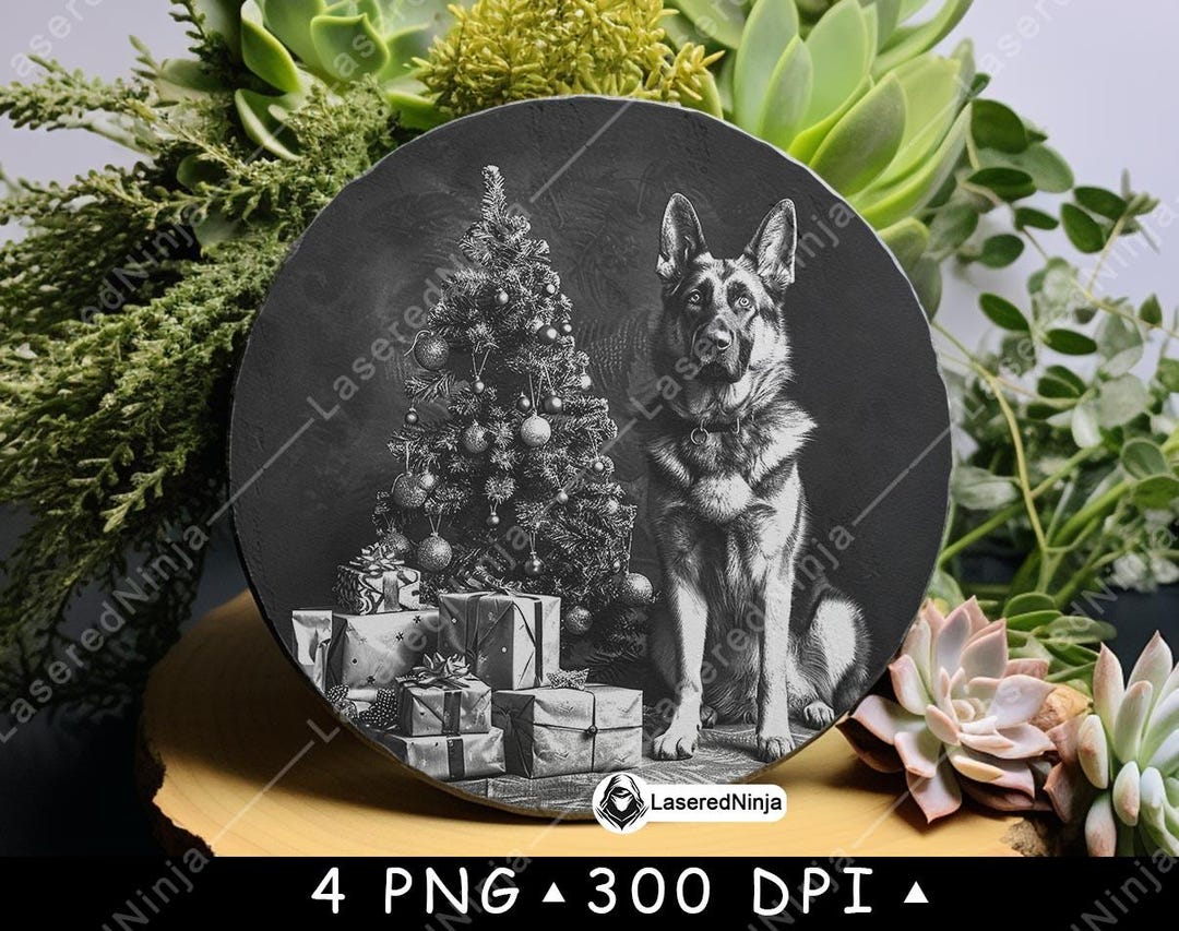 German Shepherd Christmas Tree Gifts Box Dog Pet Presents Laser File ...