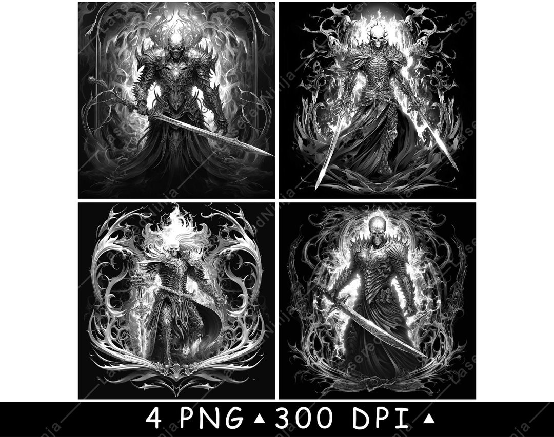 Burning Skeleton Flame Sword Fire Evil Grim Armor Inferno Laser File ...